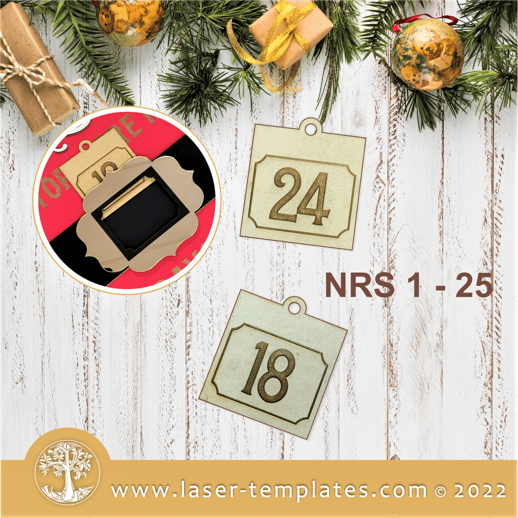 Santa Countdown Advent Calendar Sign – Laser Ready Templates