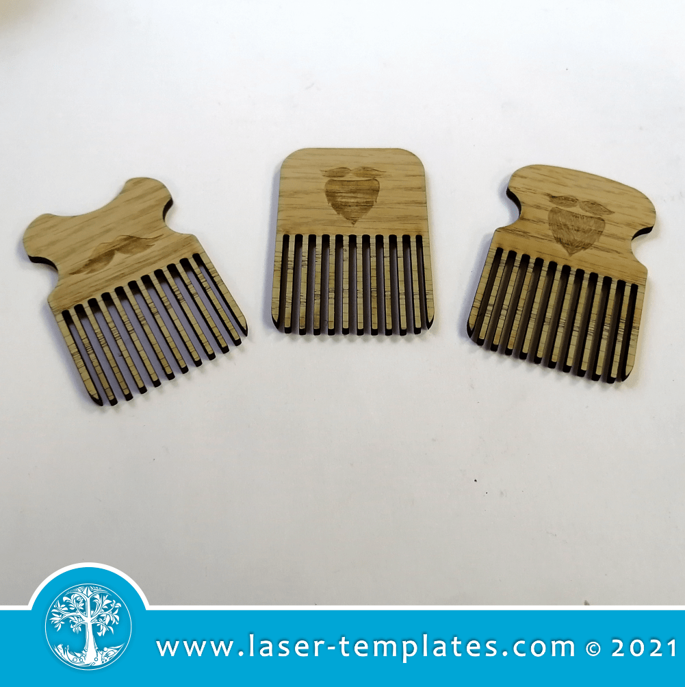 Laser cut template for Set of 3 Beard Combs – Laser Ready Templates