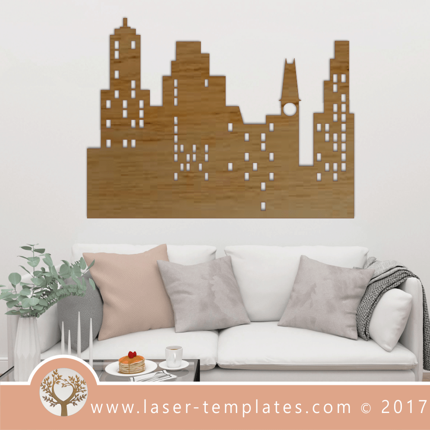 Laser Cut Small Building Skyline Template, Download Vector Designs ...