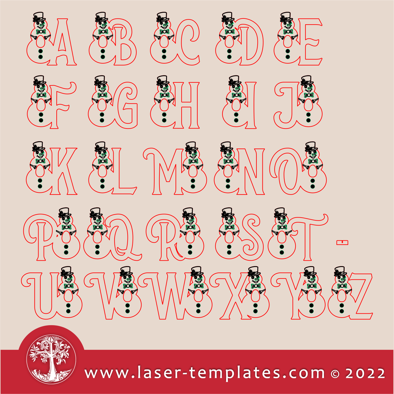 Snowman Alphabet – Laser Ready Templates
