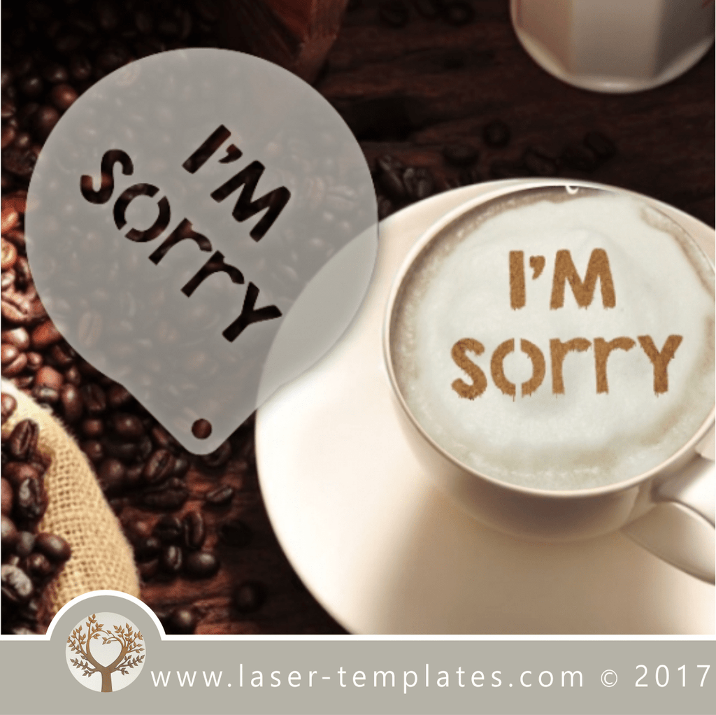 Sorry Stencil coffee template, online laser design download vector ...