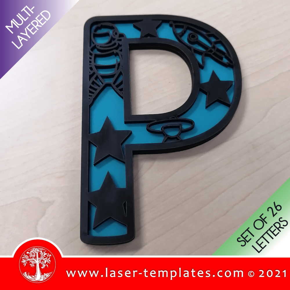 Space Monogram Letters 2 Layered – Laser Ready Templates