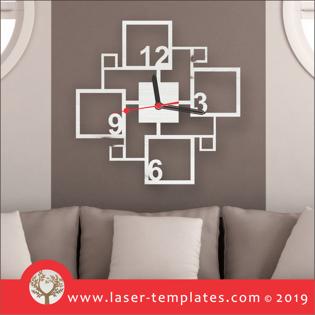Laser cut template for Square Clock – Laser Ready Templates