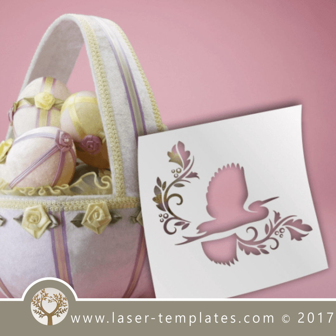 Stork stencil templates. Stencil for laser cut birds. Vector online ...
