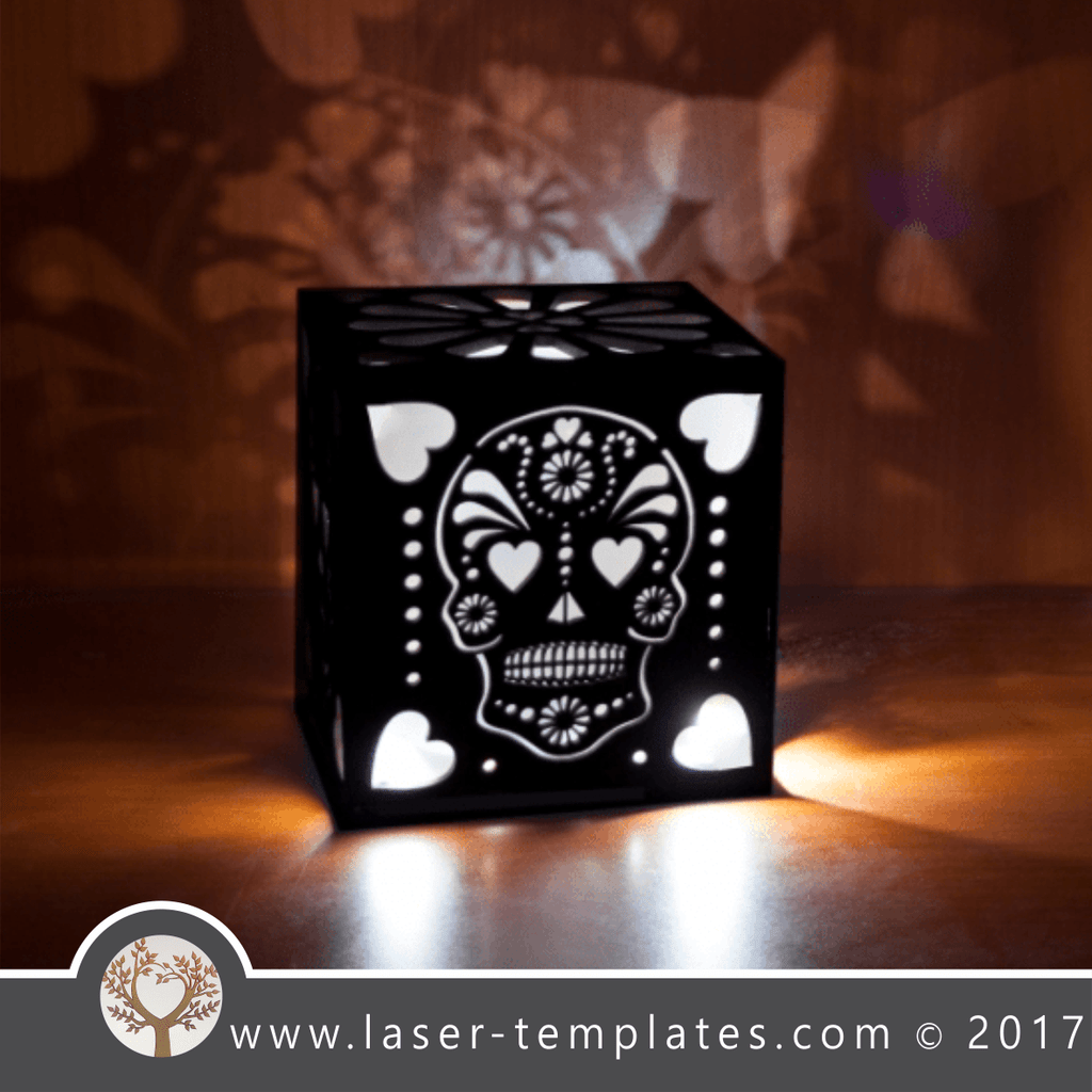 Sugar Skull light box template, online Vector design store for laser ...