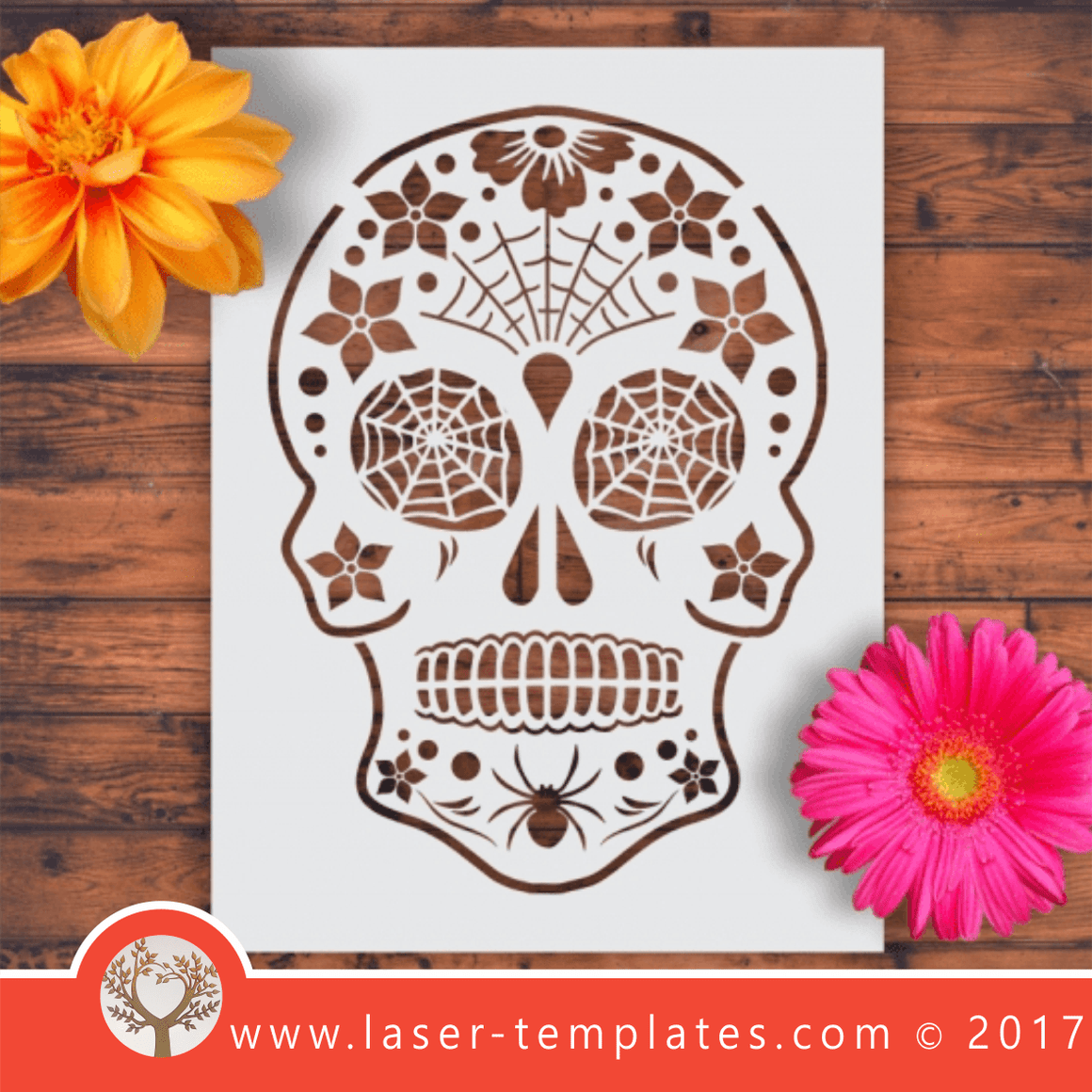 Sugar skull laser stencil cut template. shop online for vector patterns ...