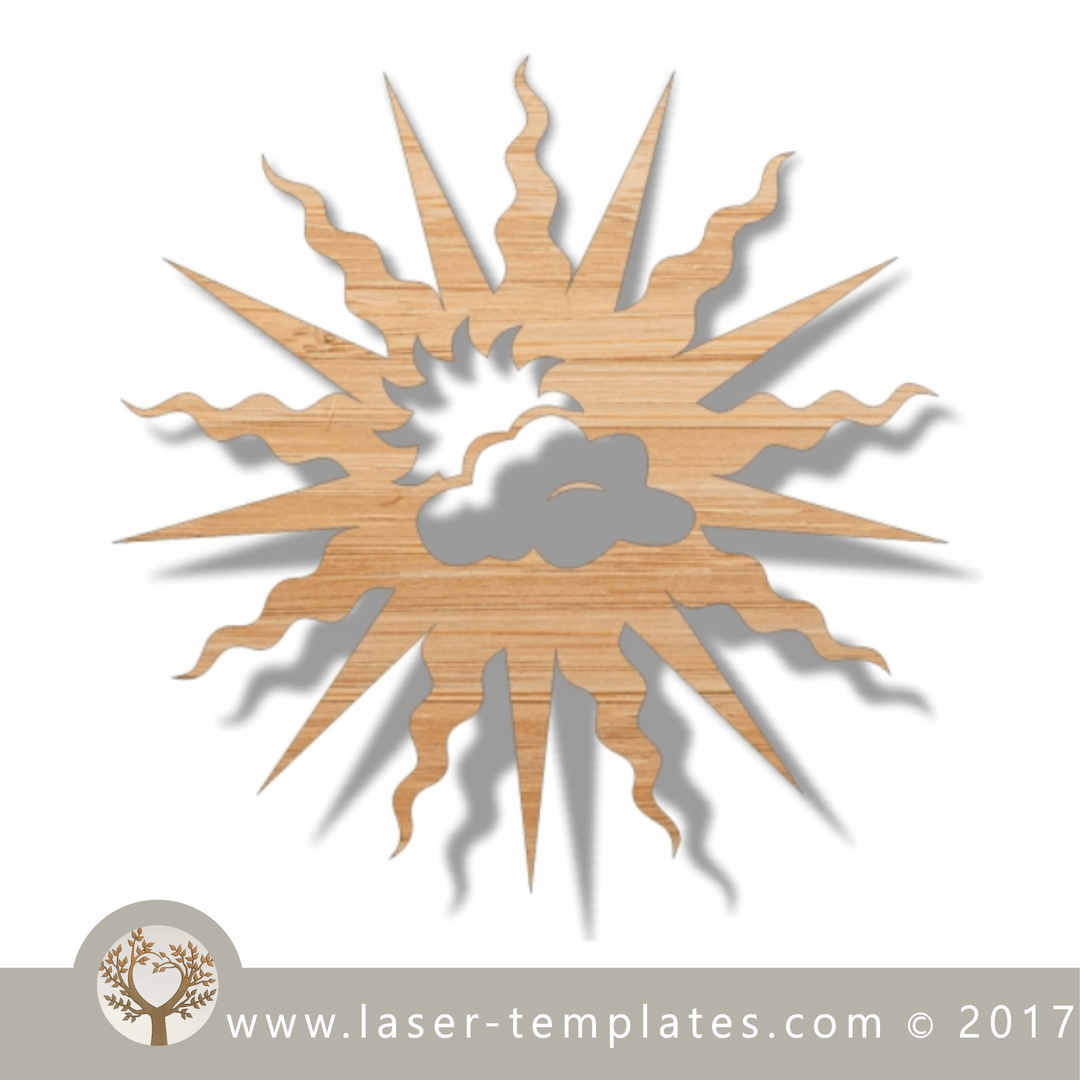 Sun and Cloud Laser cut template, download pattern, design. – Laser ...