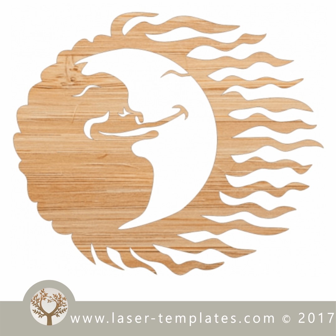 Sun and moon Laser cut template, download pattern, design. – Laser ...