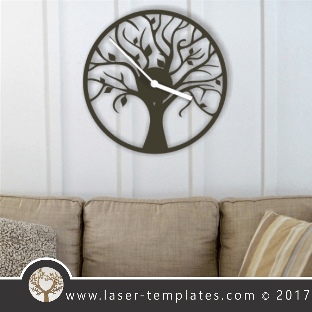 Laser cut tree clock template. Vector design download free patterns ...