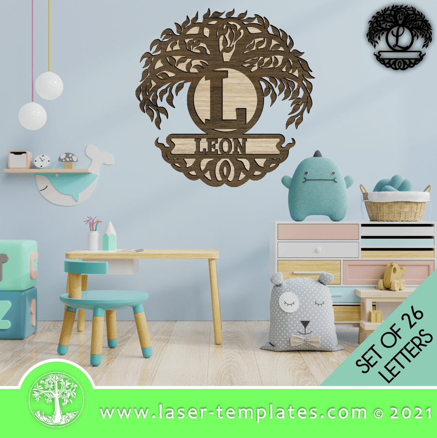 Laser cut template for Tree of Life Monogram Letters - 2 Sets – Laser ...