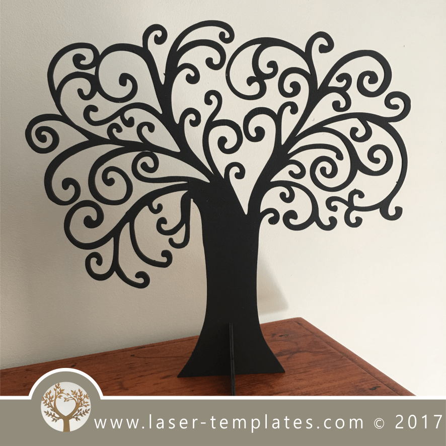 Tree with twirl branches laser cut template, download vector designs ...
