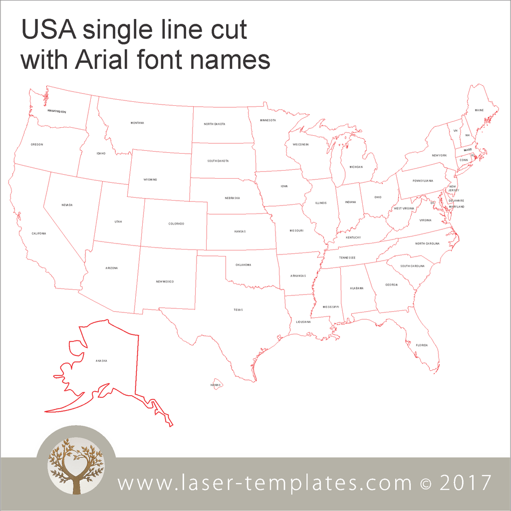 USA map single line Puzzle – Laser Ready Templates