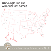 USA map single line Puzzle – Laser Ready Templates