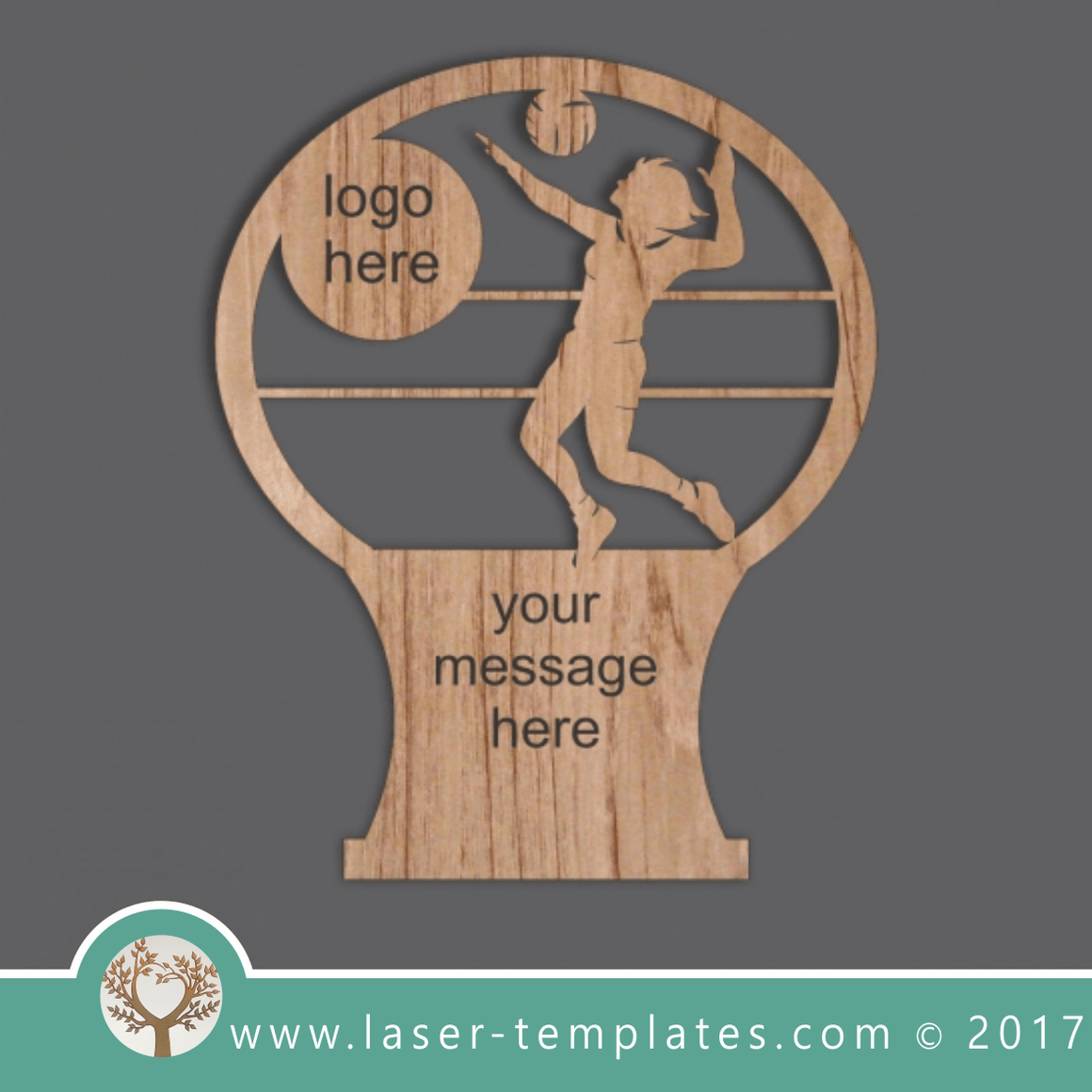 Volleyball sport trophy template for laser cutting, Online designs for ...