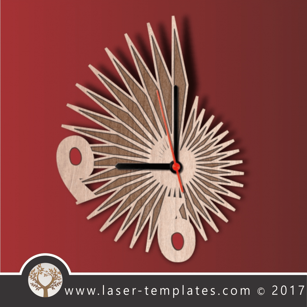 Laser cut template, wall clock. Online Vector templates, free patterns ...