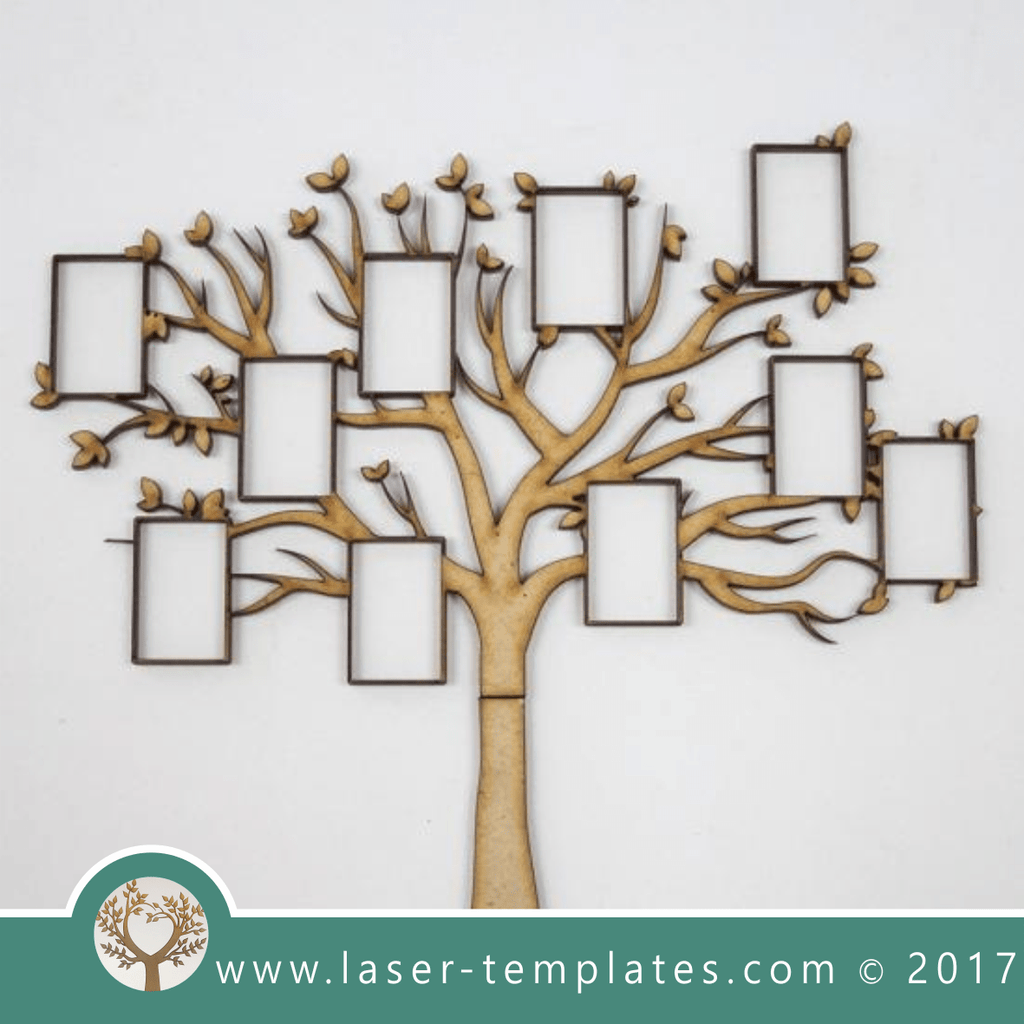Laser cut photo frame tree template. Vector design download free ...