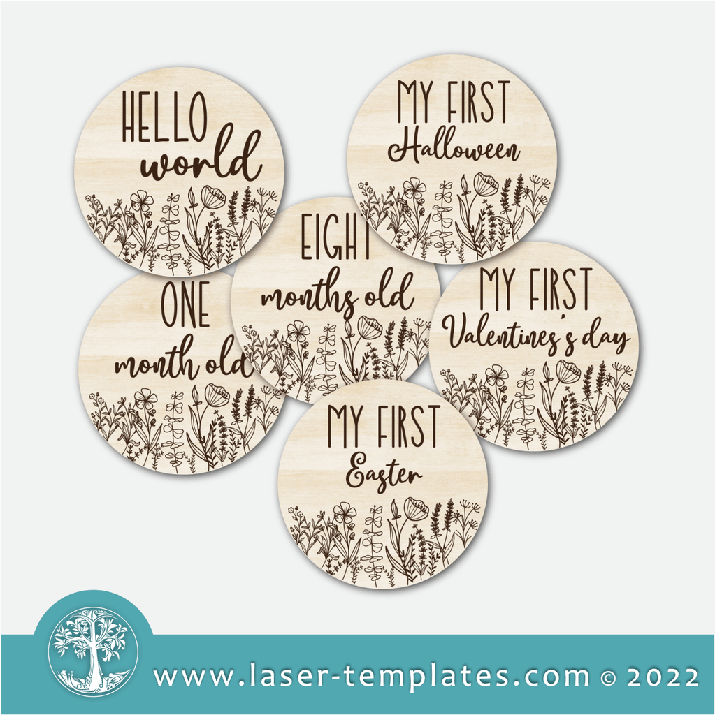 Wildflower Milestone Cards – Laser Ready Templates