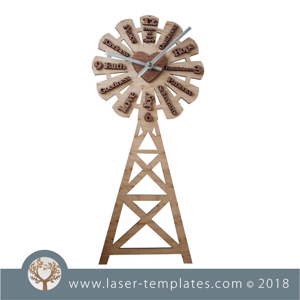 lASERWindmill Clock Template with Fruits of the Spirit – Laser Ready ...