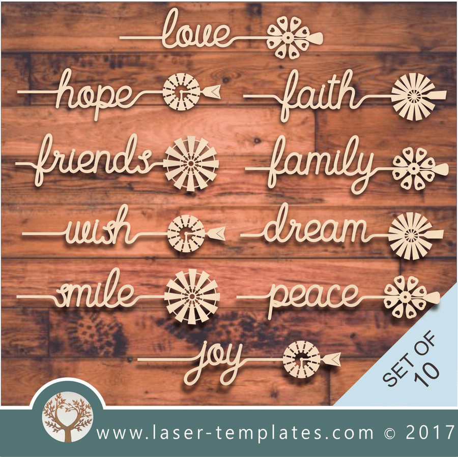 Laser cut pattern word flower templates. Online vector store, free ...