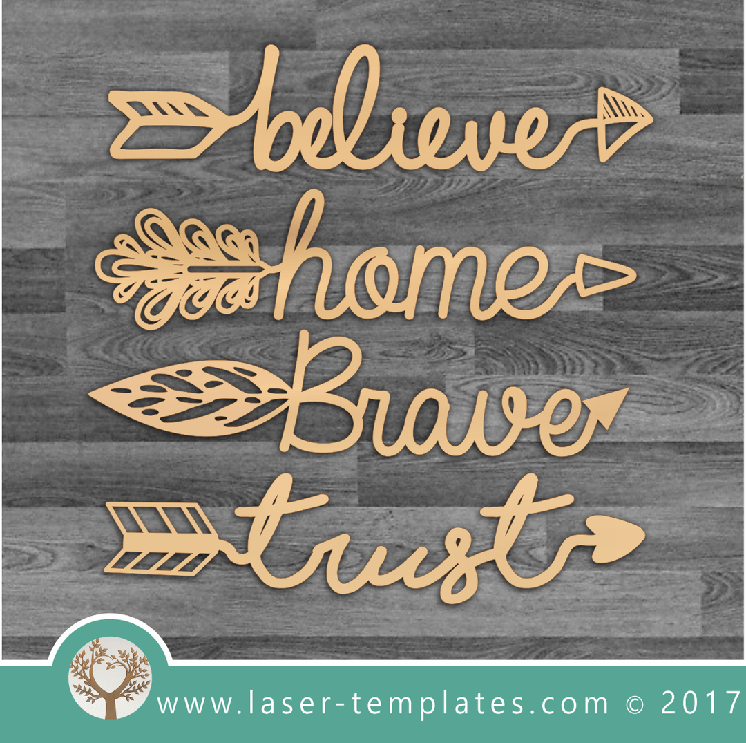 Laser cut word-arrow templates. Online pattern store. Free vector ...