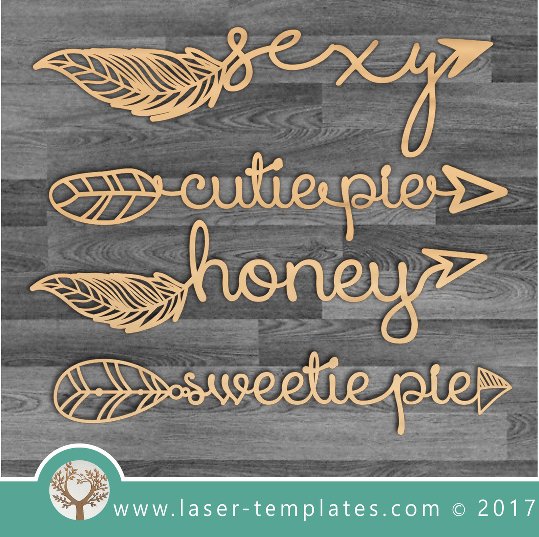 Laser cut word-arrow templates. Online pattern store. Free vector ...