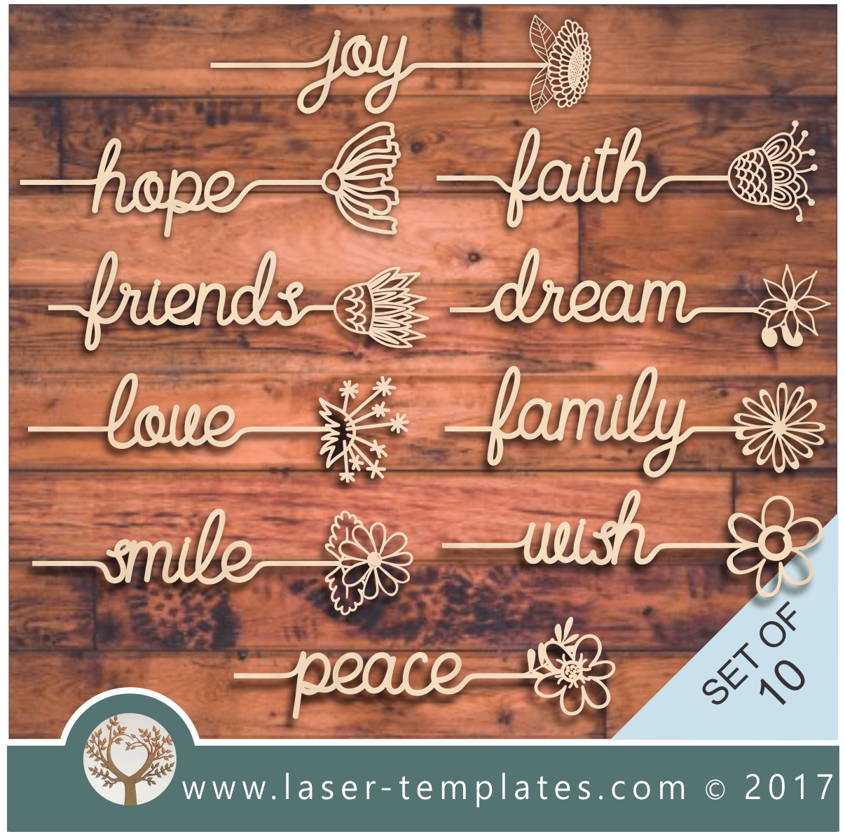 Laser cut pattern word flower templates. Online vector store, free ...