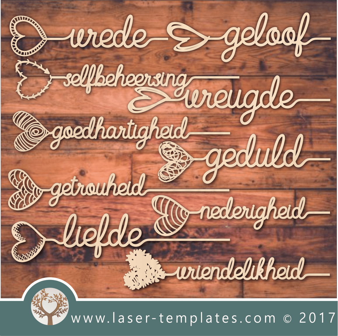 Laser cut Afrikaans word heart pattern template. Vector online store ...