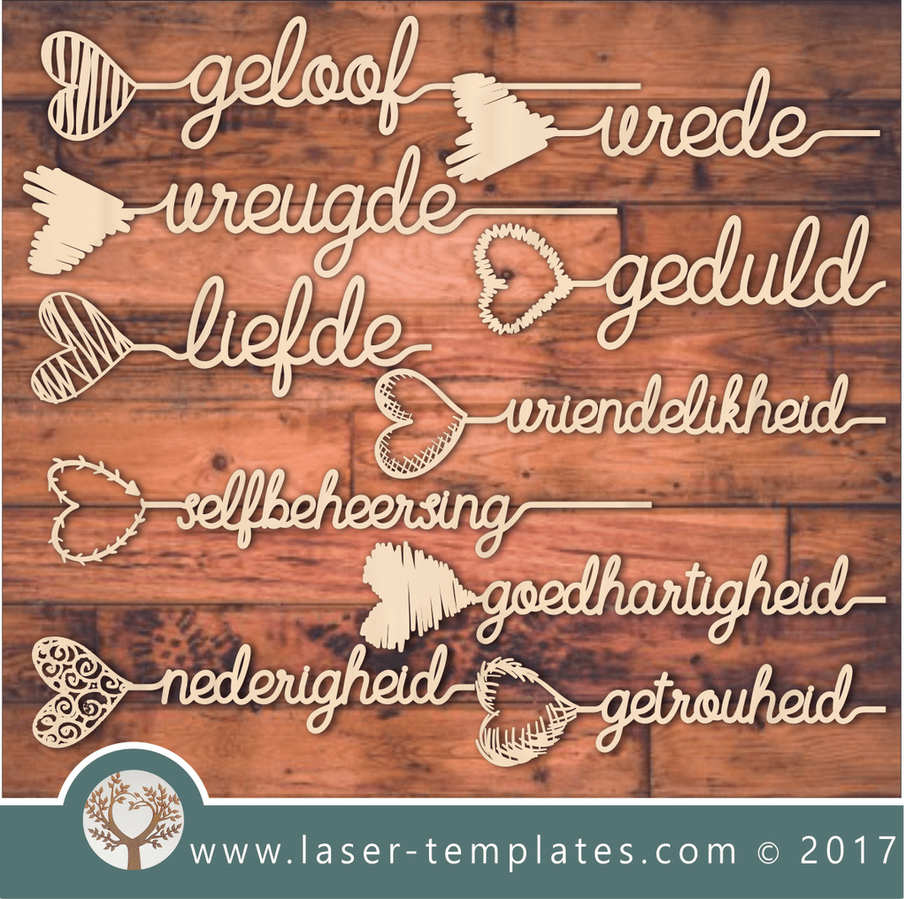 Laser cut Afrikaans word heart pattern template. Vector online store ...
