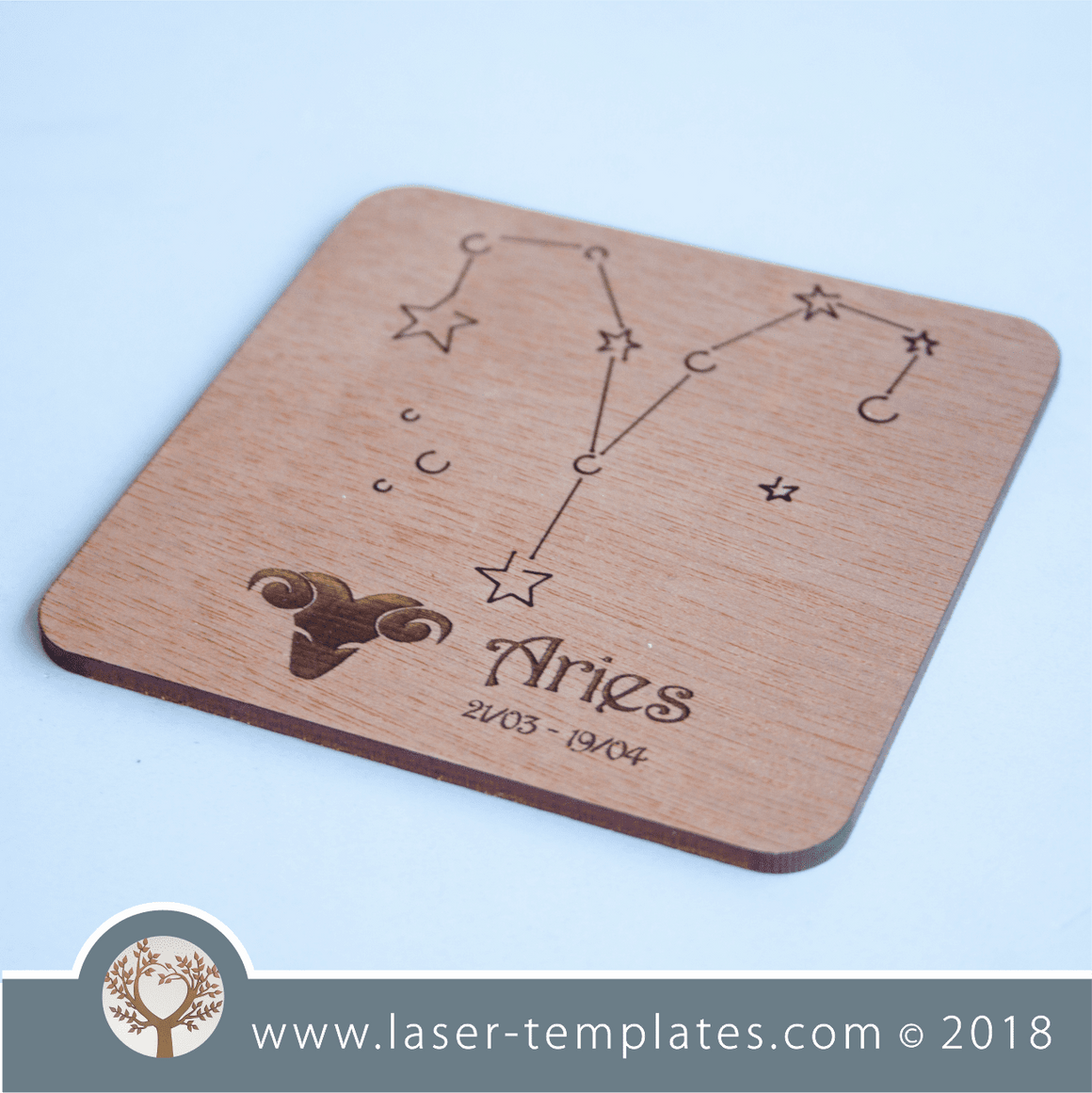 Laser cut and engrave template - Zodiac Coaster – Laser Ready Templates