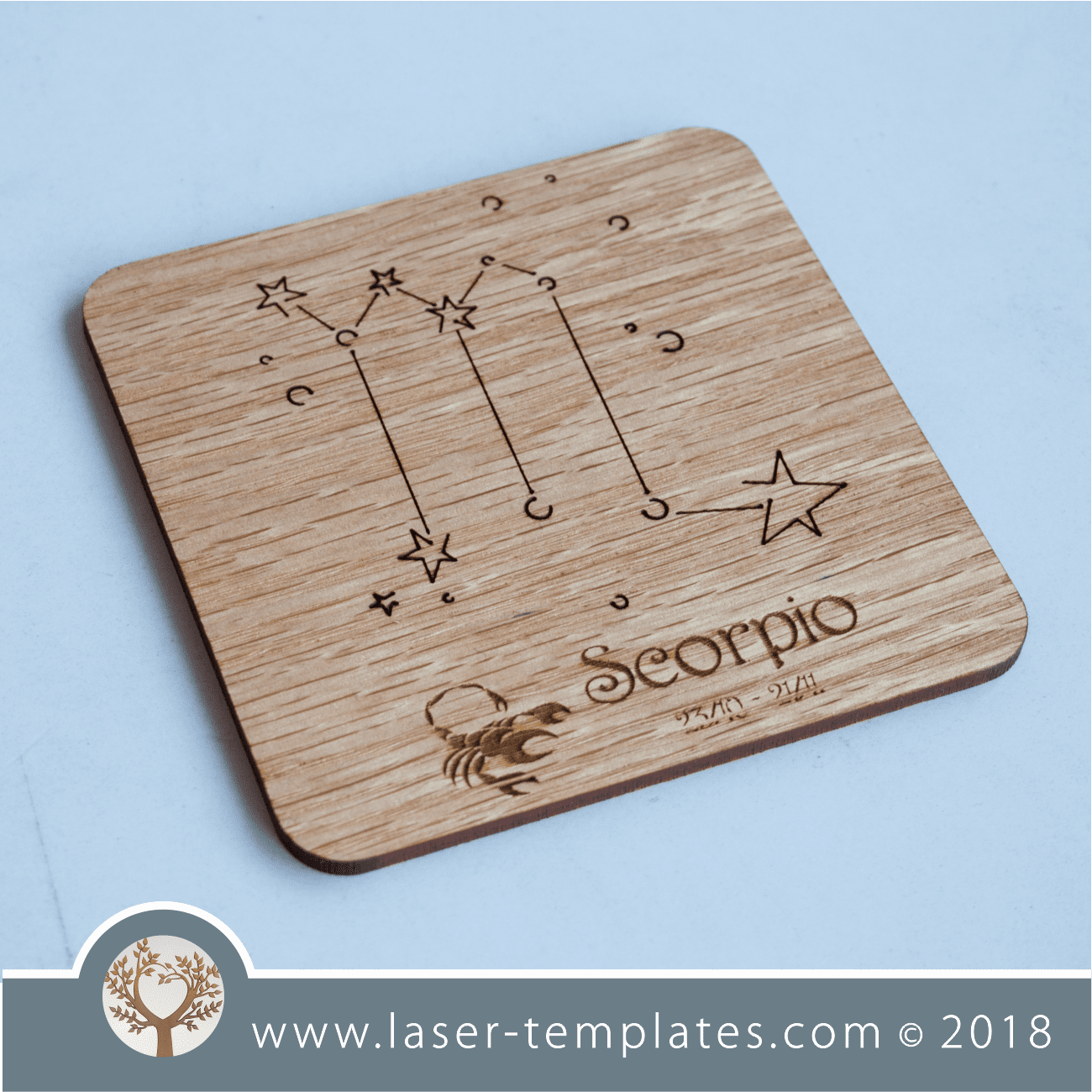 Laser cut and engrave template - Zodiac Coaster – Laser Ready Templates