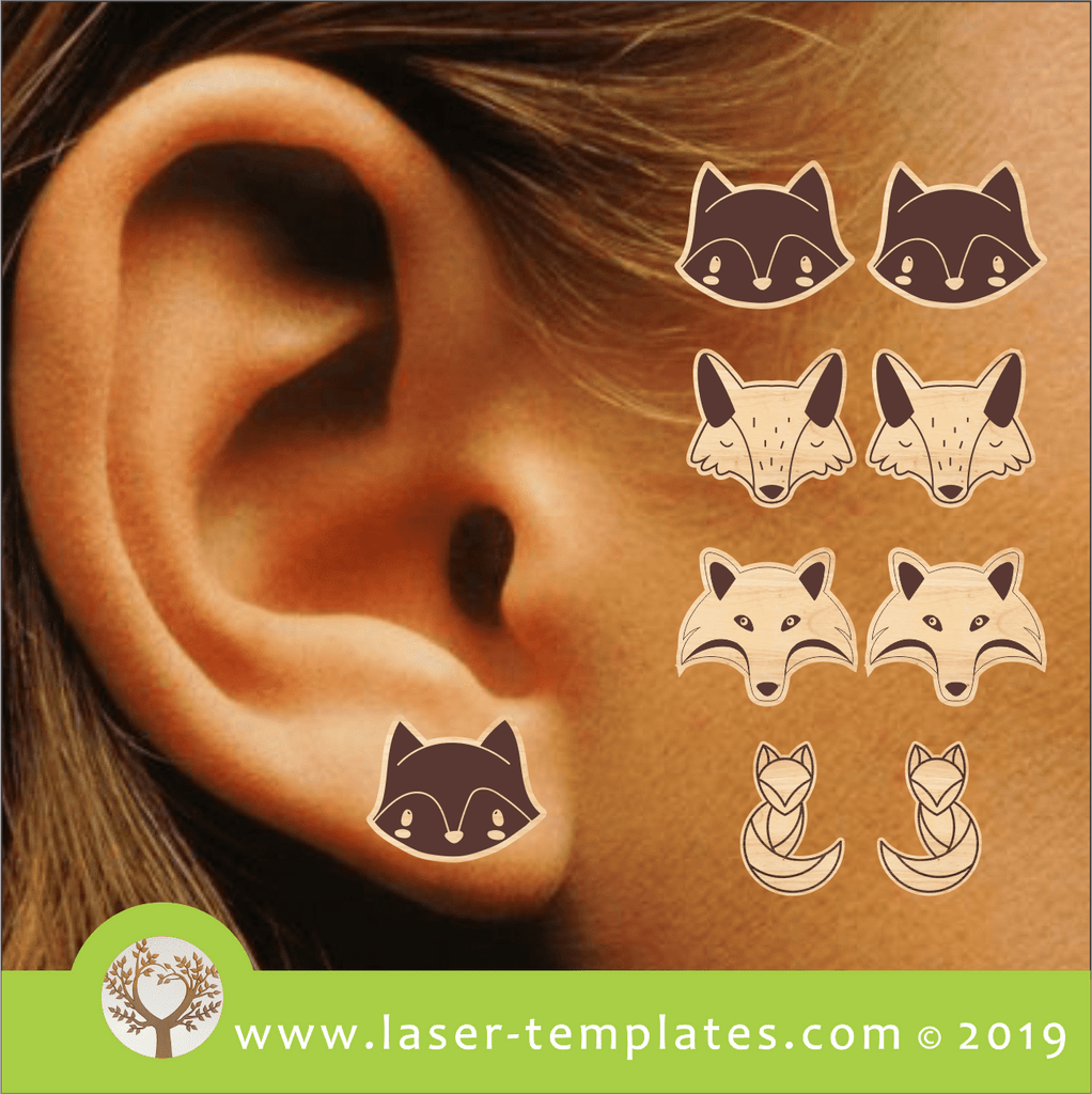 Laser cut template for Earrings - Fox - Set of 4 – Laser Ready Templates