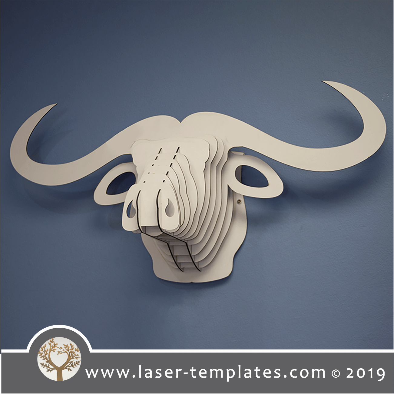 Laser cut 3D Buffalo Head 3mm – Laser Ready Templates