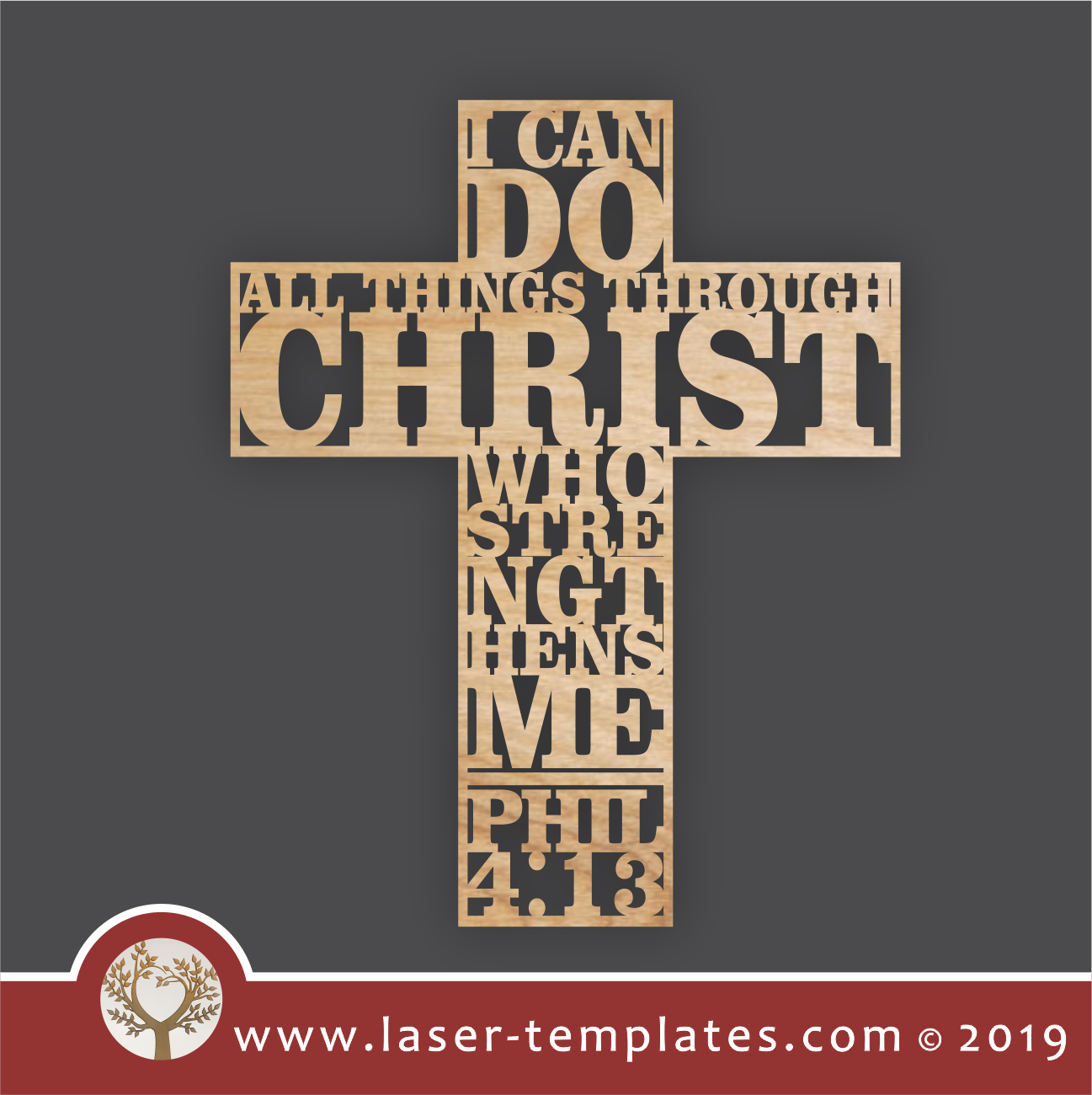 Laser cut template Philippians 3:14 Cross – Laser Ready Templates