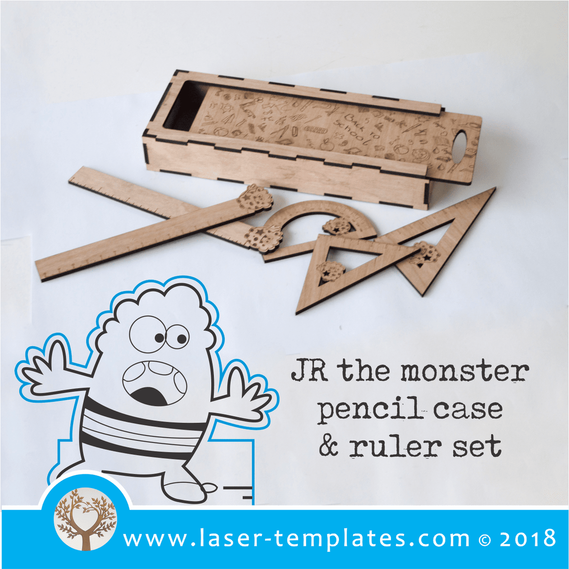Sliding Lid Pencil Case with JR the monster ruler set – Laser Ready ...